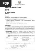 Grade 11 Reading and Writing Module 1 | PDF | Brainstorming | Reading ...
