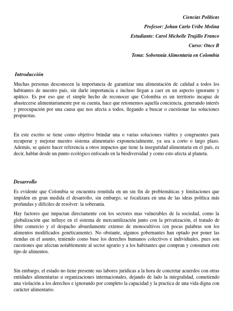 Escrito de Soberania Alimentaria | PDF | Agricultura | Alimentos Escrito de Soberania Alimentaria | PDF | Agricultura | Alimentos