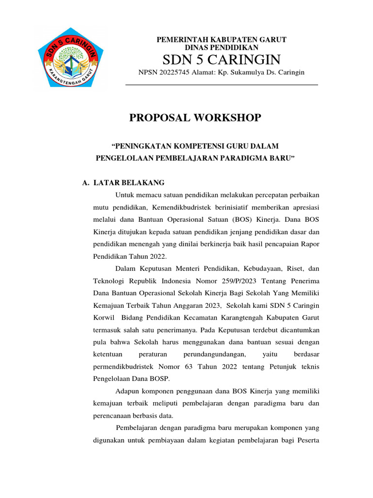 Proposal Kegiatan Workshop | PDF | Karier & Perkembangan | Seni