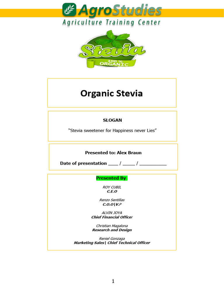 Organic Stevia | PDF | Sugar Substitute