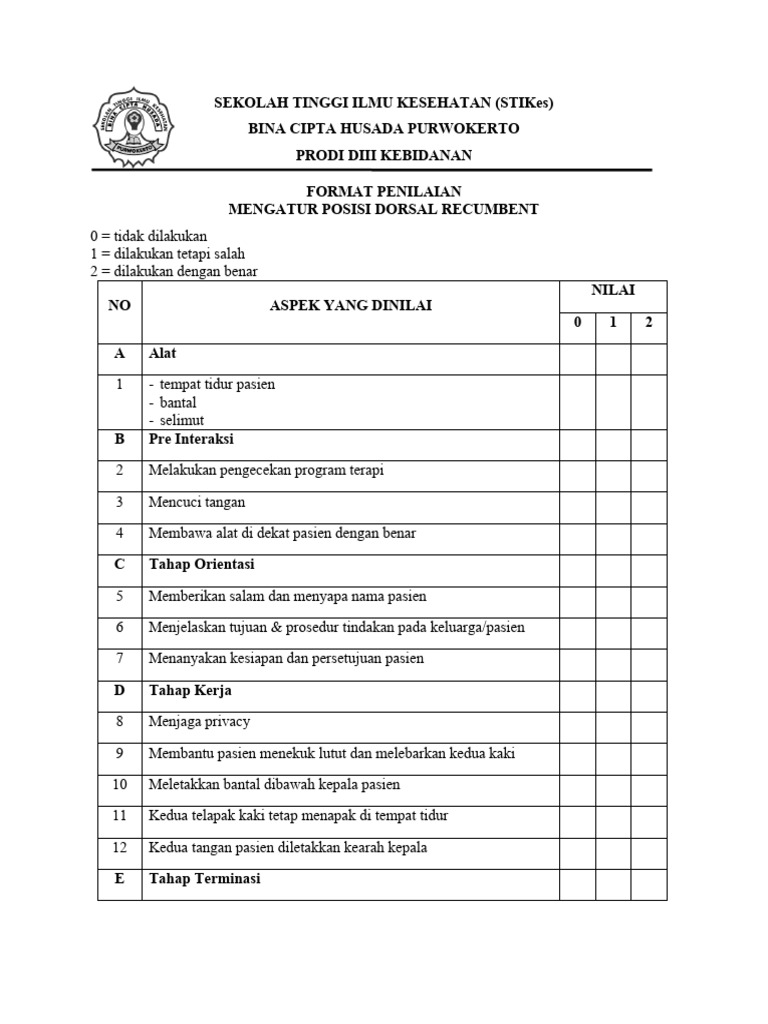 Cek List Macam Posisi Pasien | PDF