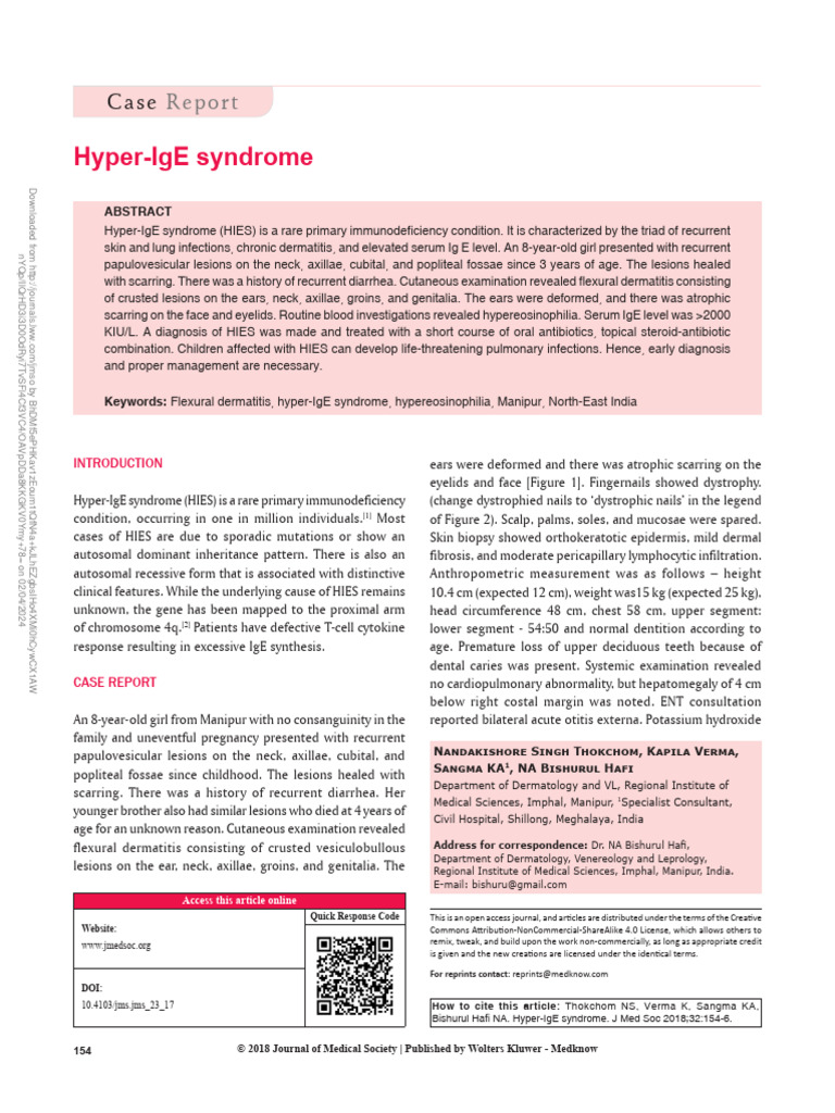 Hyper Ige Syndrome.17 | PDF | Causes Of Death | Immunology