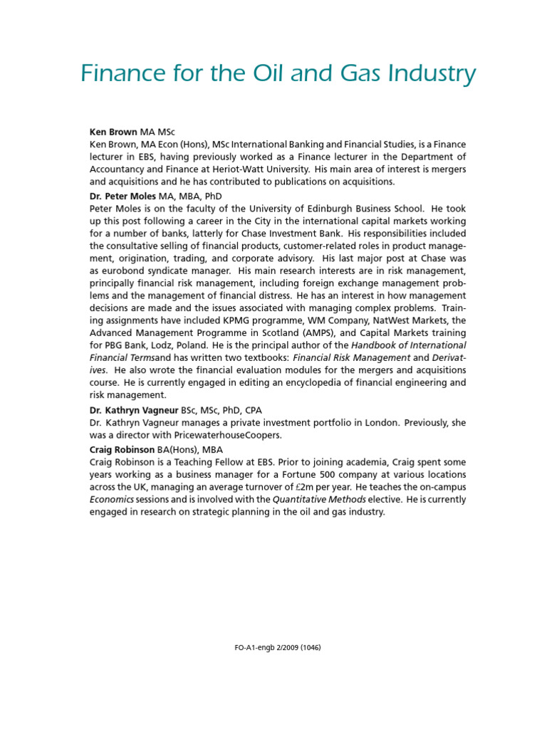 Finance For The Oil and Gas Industry | PDF | Derivative (Finance) | Oil ...