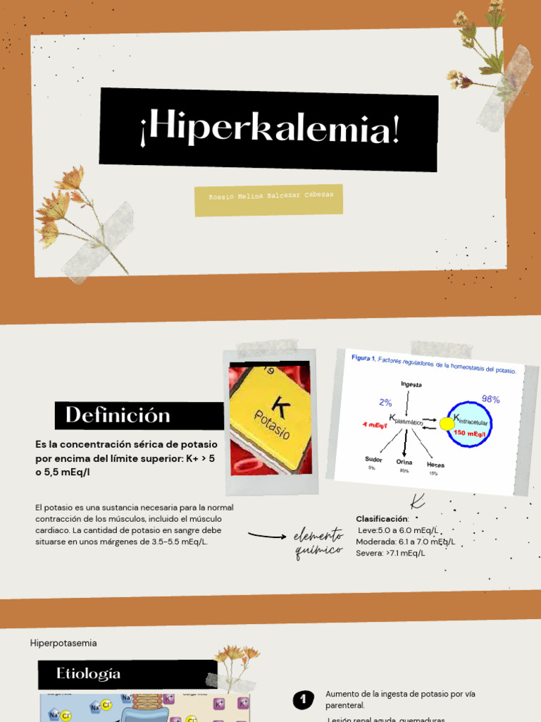 Clasificación y tratamiento de hiperkalemia | PDF | Potasio | Química