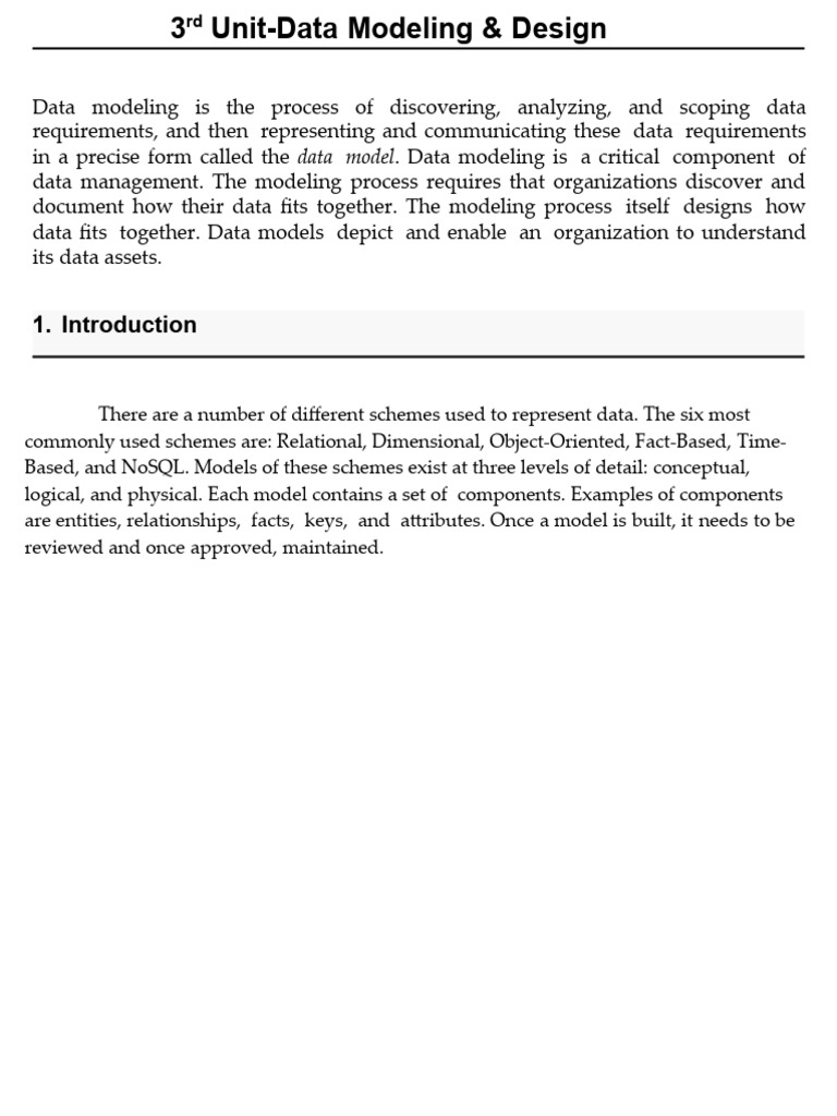 Data Management Techniques Unit 3 | PDF | Databases | Data Model