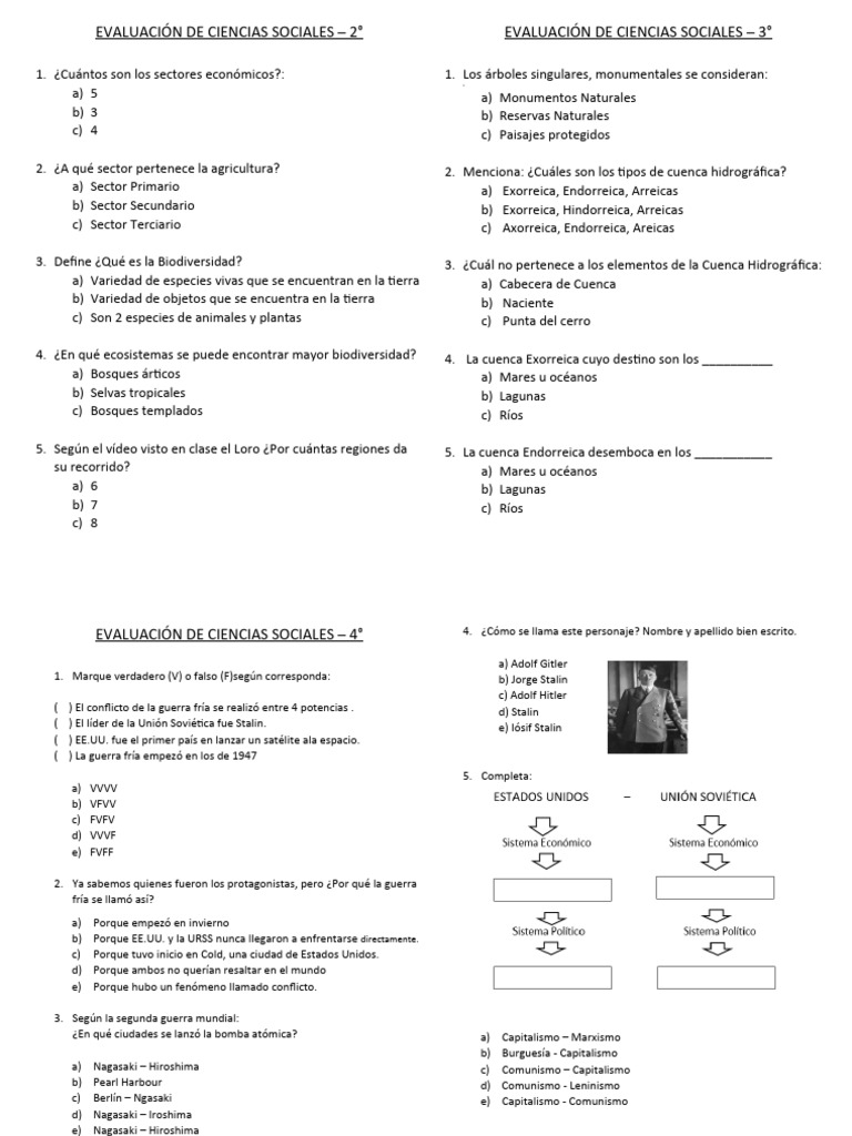 Evaluaciones - Ciencias Sociales 2° - 5° | PDF | Guerra Fría | Joseph ...
