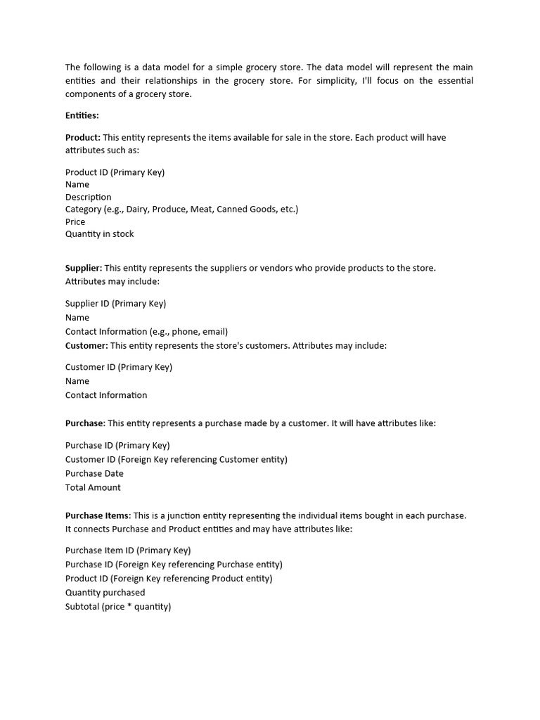 Grocery Store Data Model Overview | PDF | Customer | Business Process