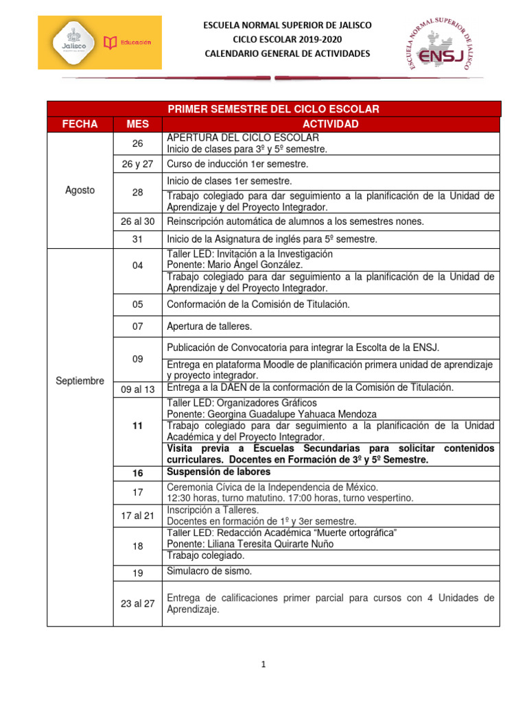 Calendario General 2019 2020 | PDF | Enseñando | Modificación de ...