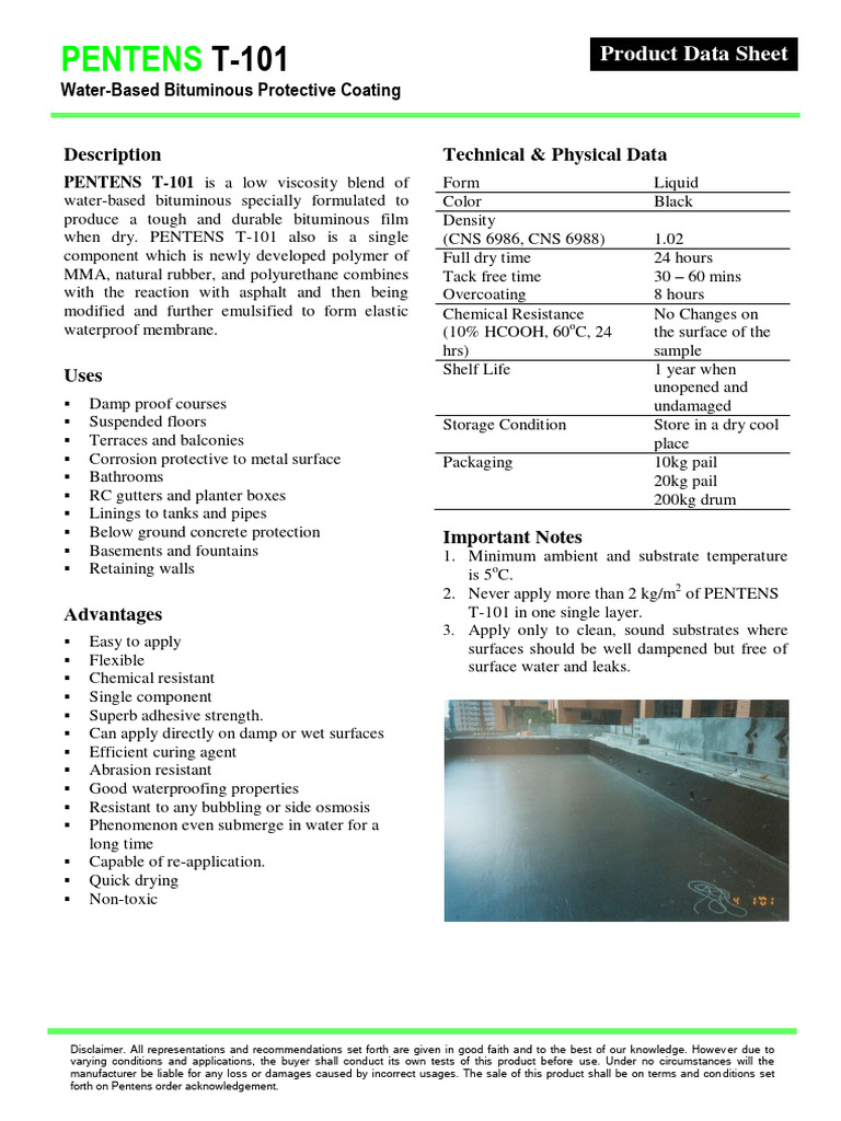 T 101 Product Data Sheet | PDF | Concrete | Building Engineering