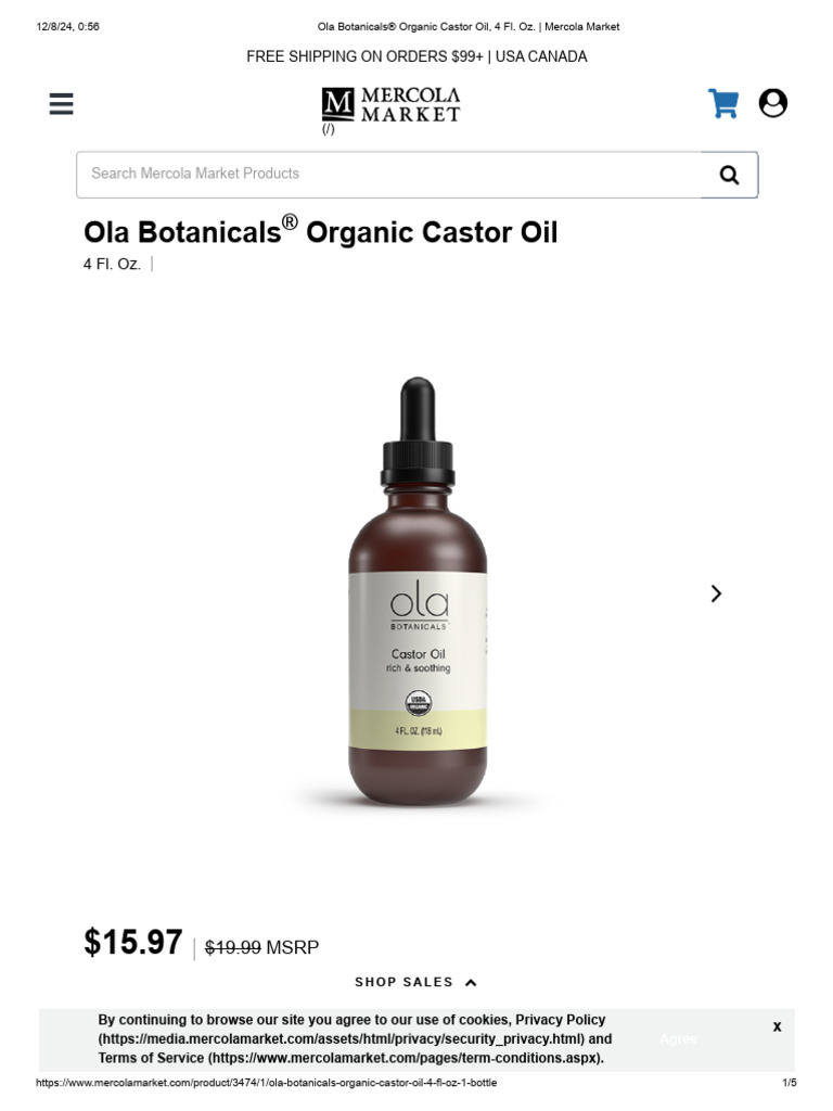 Ola Botanicals® Organic Castor Oil, 4 Fl. Oz. - Mercola Market | PDF