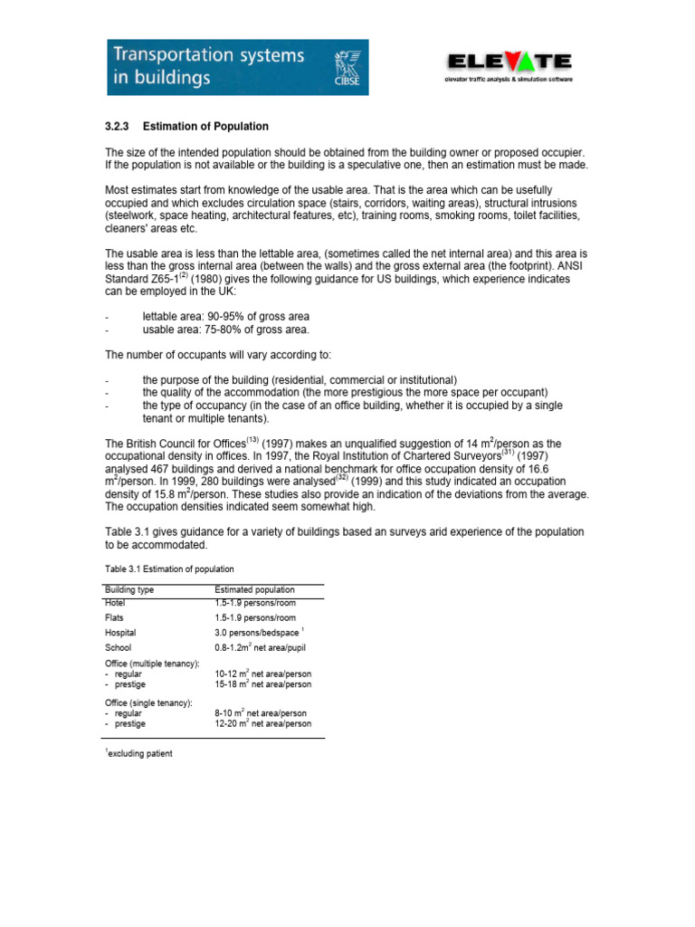 CIBSE Elevator Planning Guide | PDF | Elevator | Building