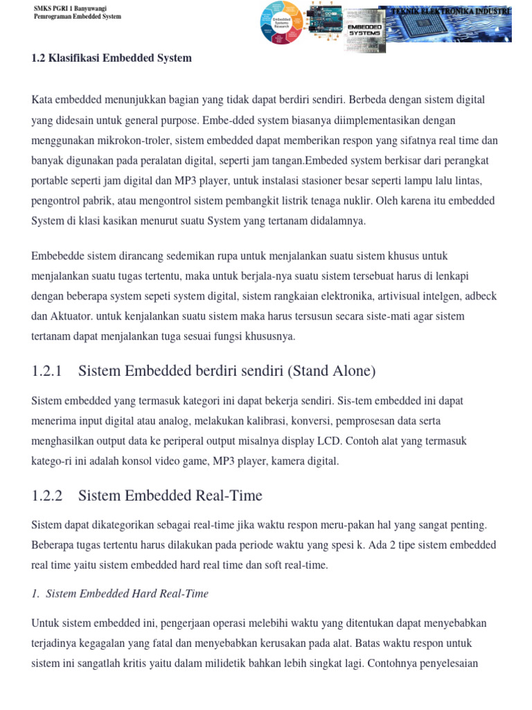 Klasifikasi dan Tutorial Embedded System | PDF