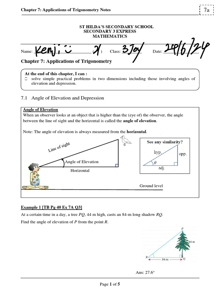 7.1 Trigo Applications | PDF | Trigonometry