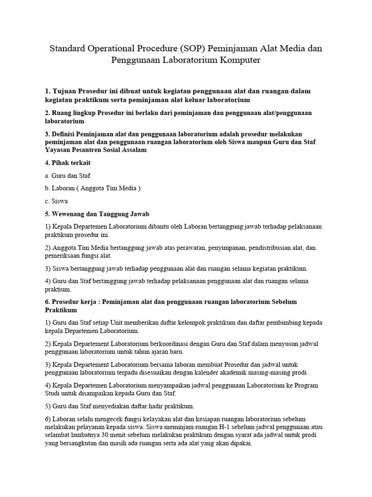 Standard Operational Procedure | PDF