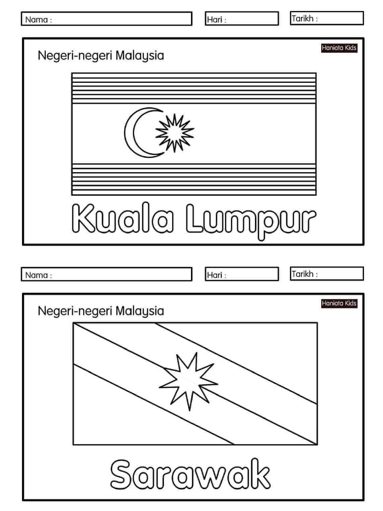 Lembaran Mewarna Bendera Negeri | PDF