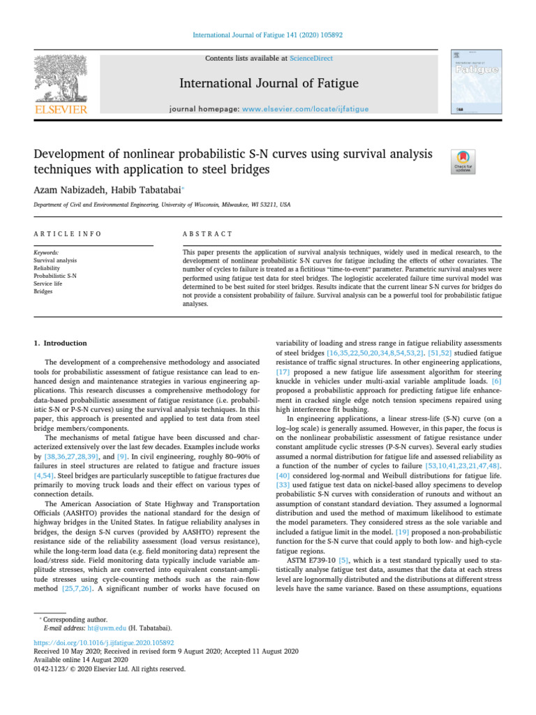 Development of Nonlinear Probabilistic S-N Curves Using Survival ... Development of Nonlinear Probabilistic S-N Curves Using Survival ...