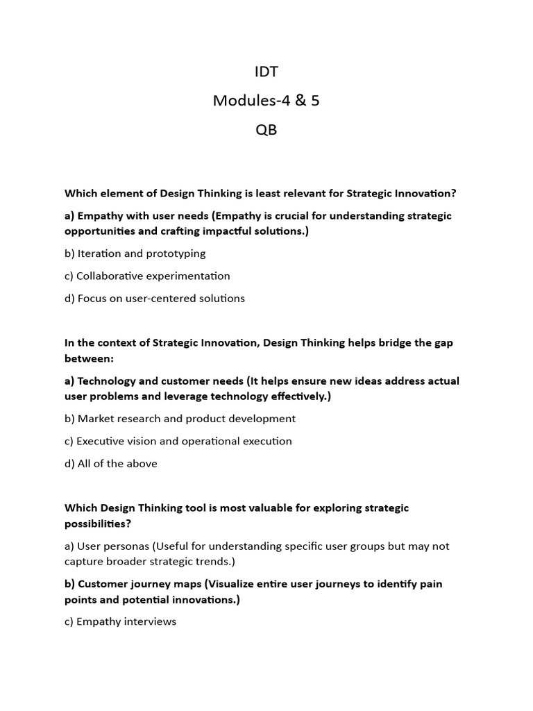 Idt Prep. Exam QB | PDF | Disruptive Innovation | Innovation Idt Prep. Exam QB | PDF | Disruptive Innovation | Innovation