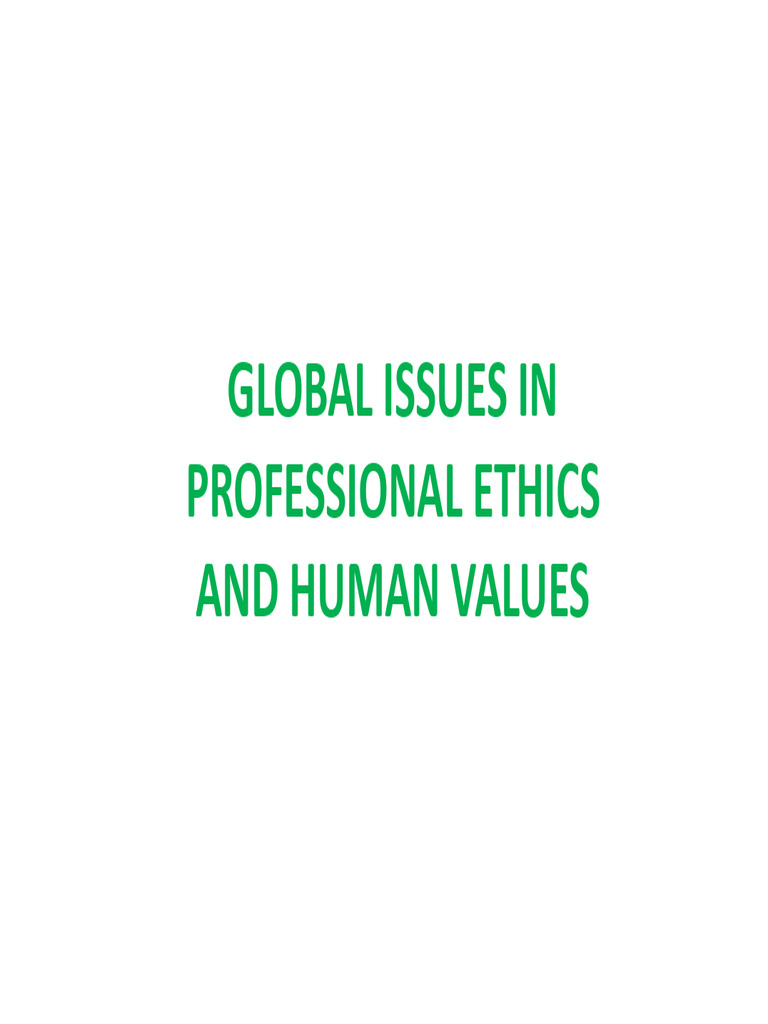 Global Issues in Professional Ethics and Human Values | PDF ...