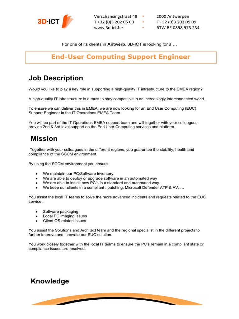 End-User Computing Support Engineer | PDF | Personal Computers | Computing