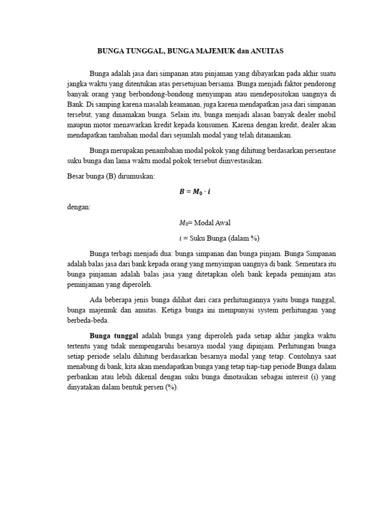 Bunga Tunggal, Bunga Majemuk Dan Anuitas | PDF