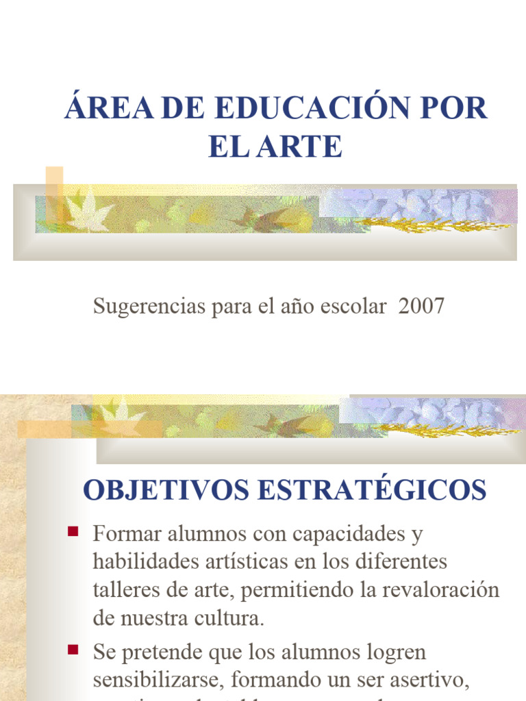 01 Area de Educacion Por El Arte | PDF | Aprendizaje | Modificación de ...