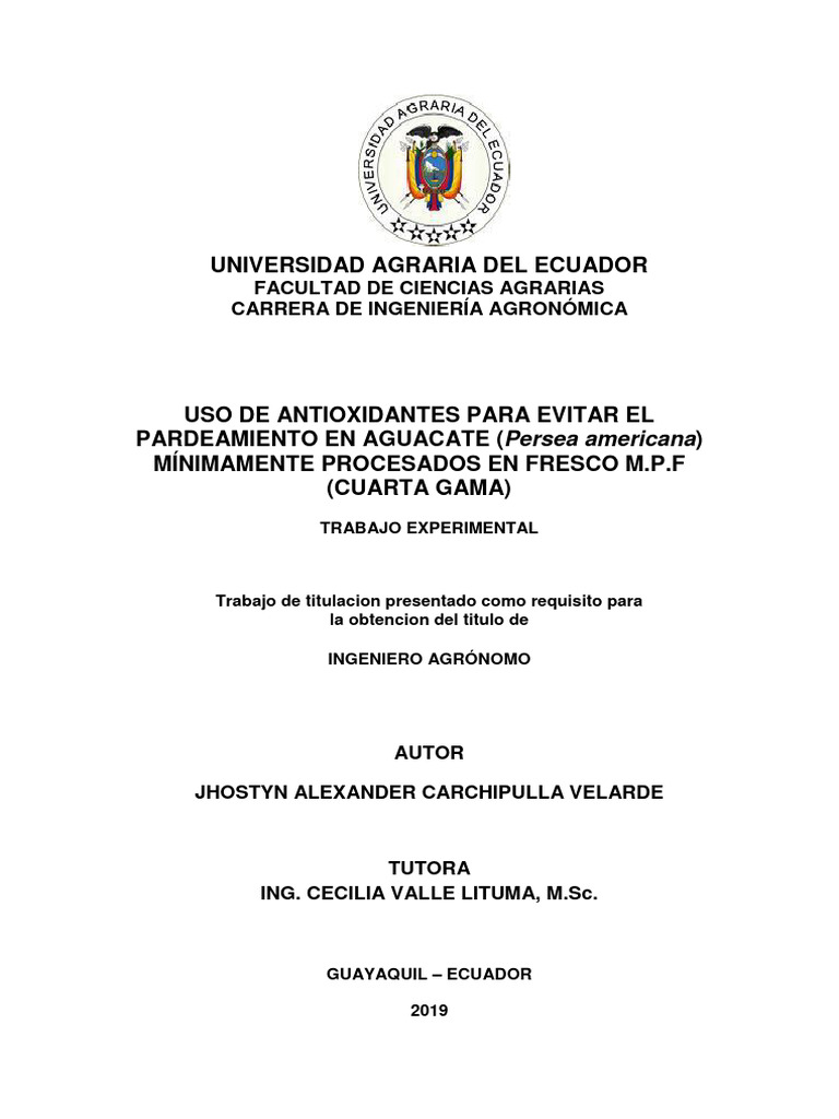 Carchipulla Velarde Jhostyn Alexander | PDF | Antioxidante | Aguacate