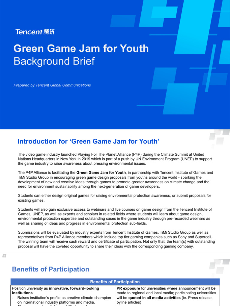 Green Game Jam For Youth - Background Brief | PDF | United Nations ...