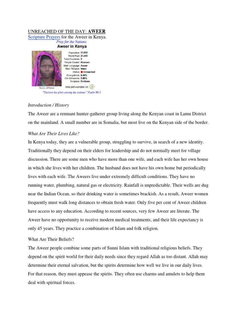 Aweer of Kenya: Prayers and Needs | PDF | Wellness