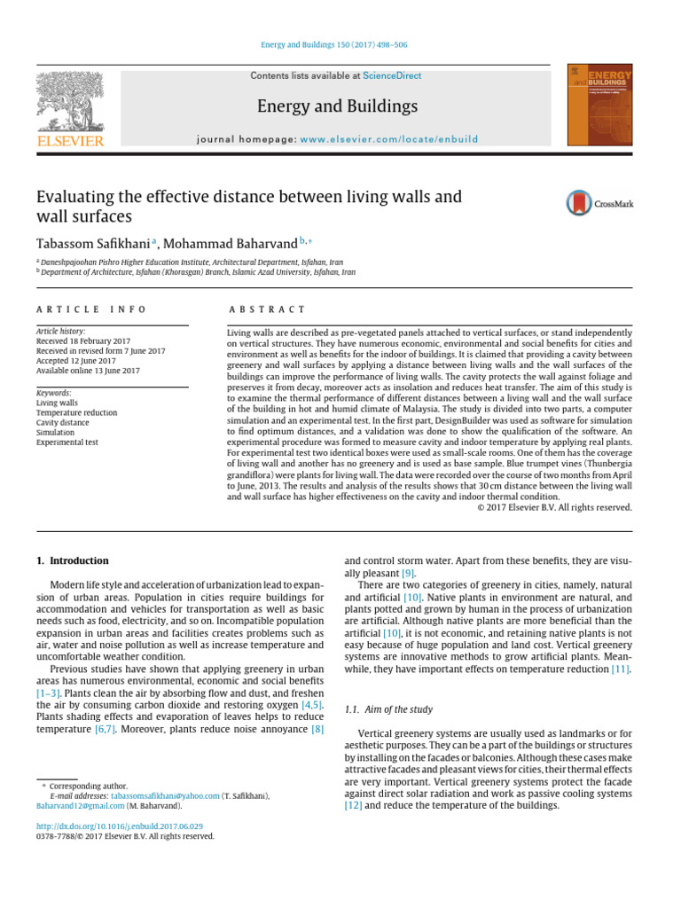 Evaluating The Effective Distance Between Living Walls and Wall ... Evaluating The Effective Distance Between Living Walls and Wall ...
