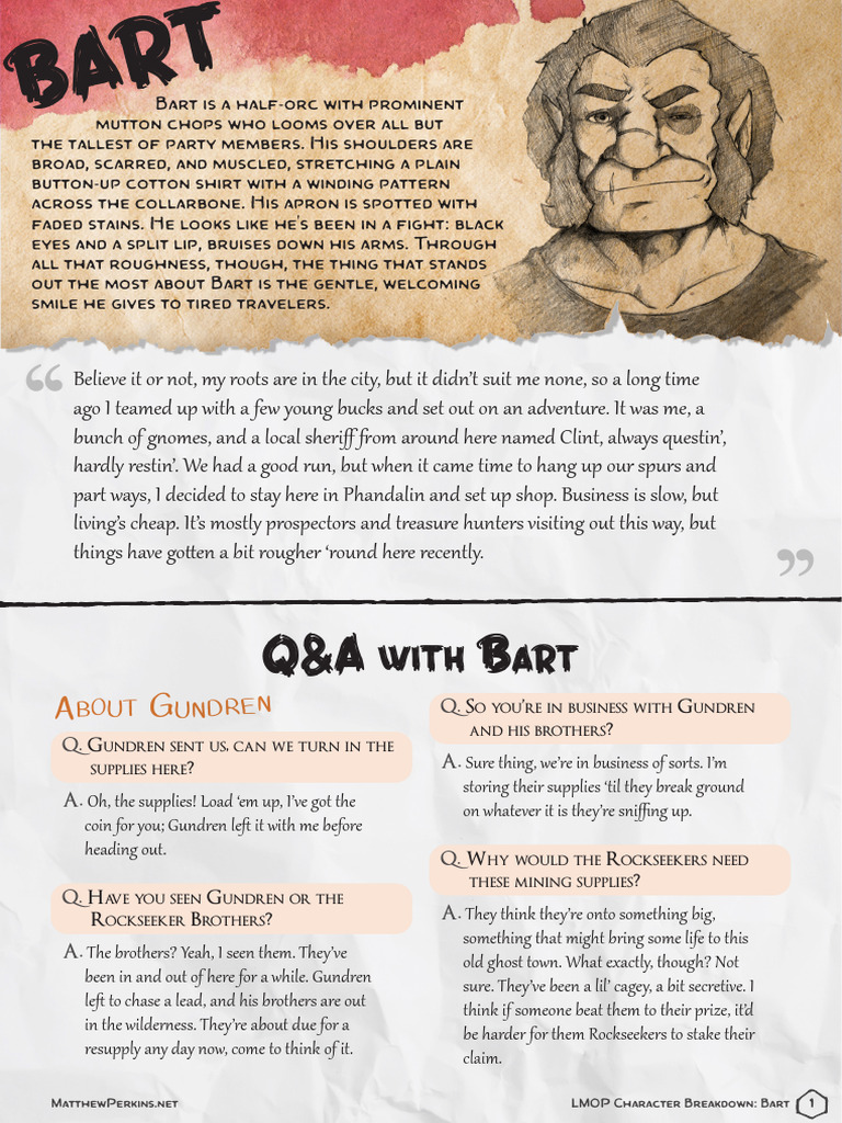 LMOP Bart Character Breakdown | PDF | License | Copyright