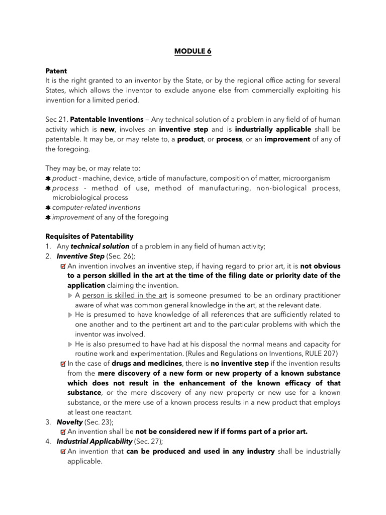 Module 6 Patents | PDF | Patent | Prior Art
