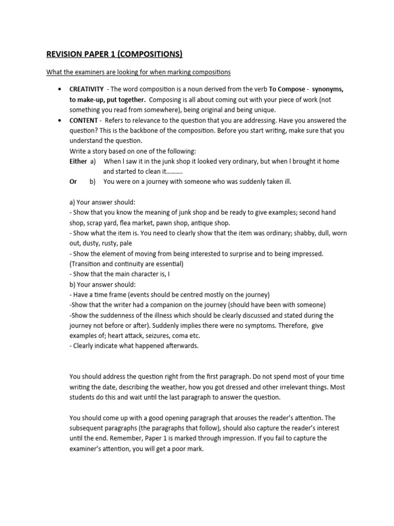 Revision Paper 1 | PDF | Reading Comprehension | Grammatical Tense