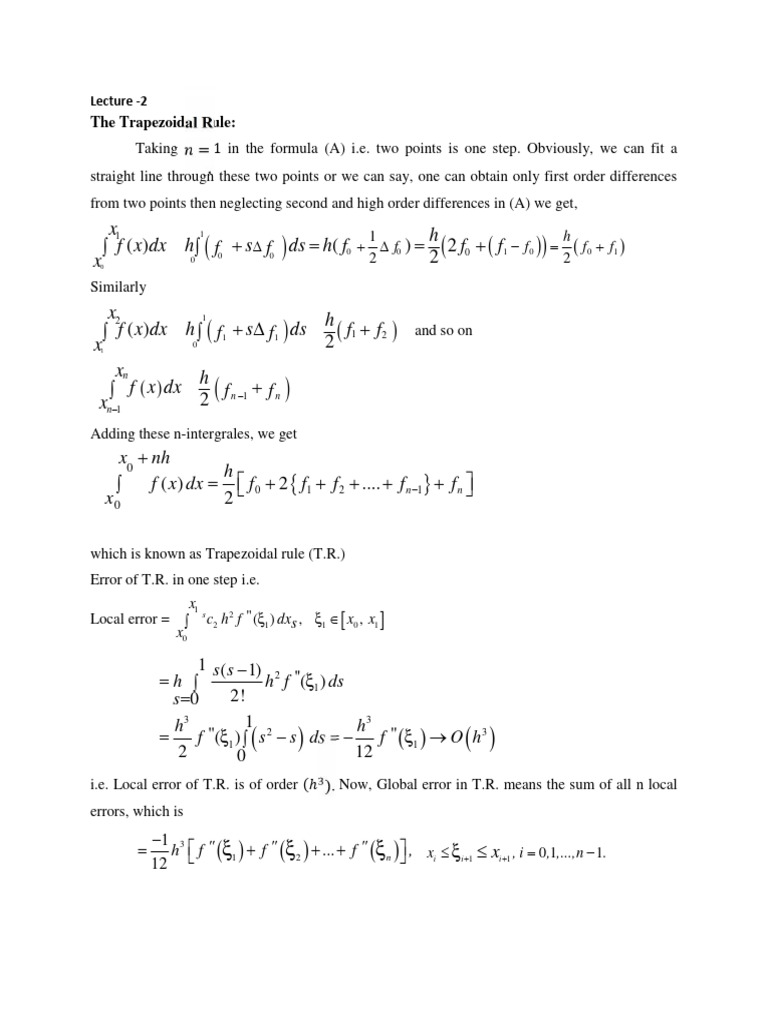 Lecture 16 Trapezoid Formula | PDF | Mathematical Analysis