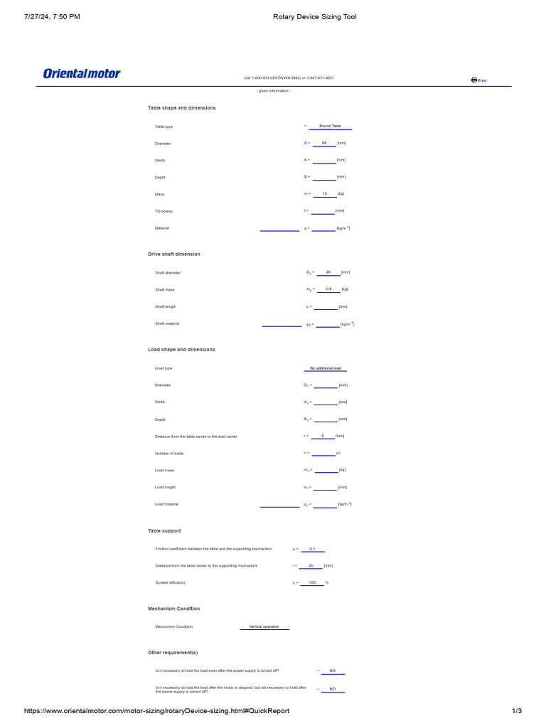 Rotary Device Sizing Tool2 | PDF | Length | Mechanical Engineering