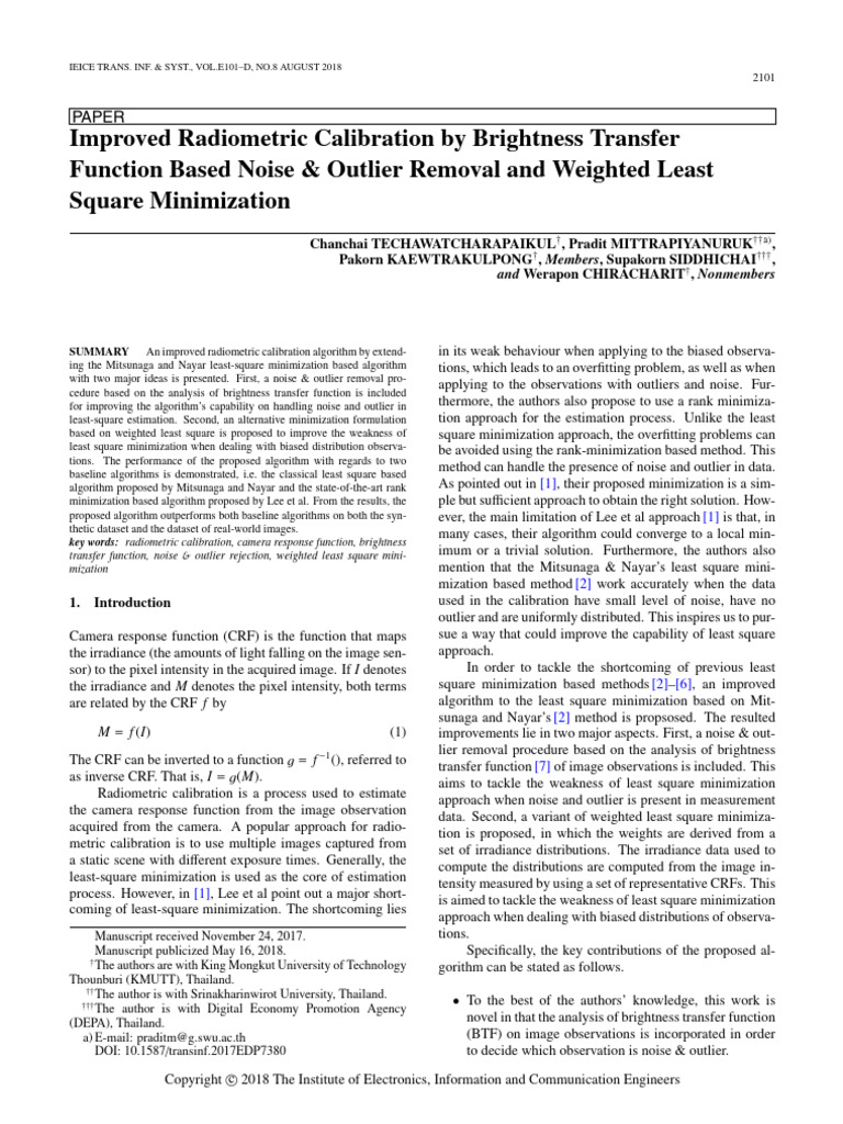 Improved Radiometric Calibration by Brightness Transfer Function Based ...