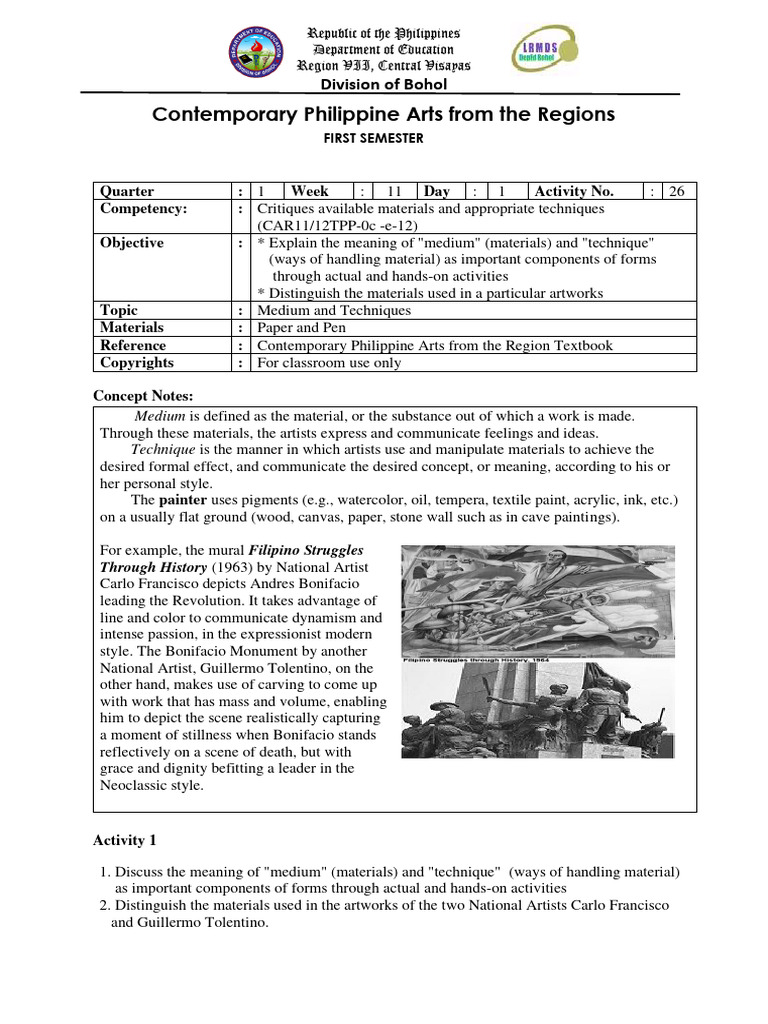SHS-HUMMS-CPAR-WK-11-Day 1 | PDF | Paintings | The Arts