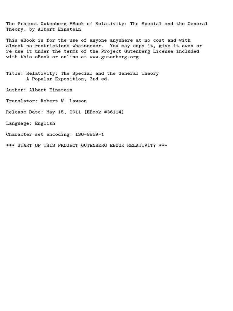 Relativity The Special and General Theor | PDF | Special Relativity ...