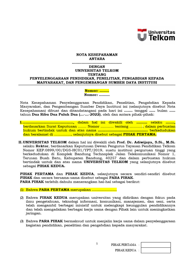 TEMPLATE-MOU-TEL-U-1 | PDF