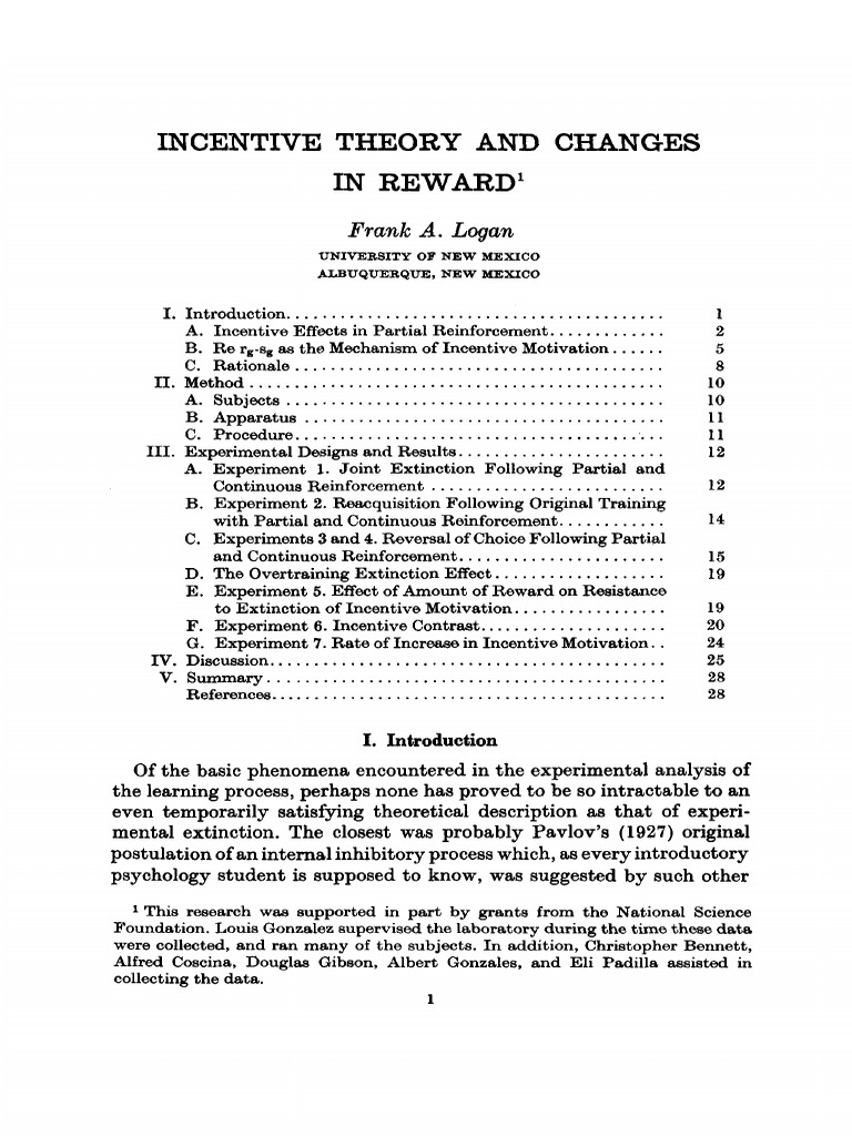 Logan1968 Incentive Theory | PDF | Reinforcement | Classical Conditioning