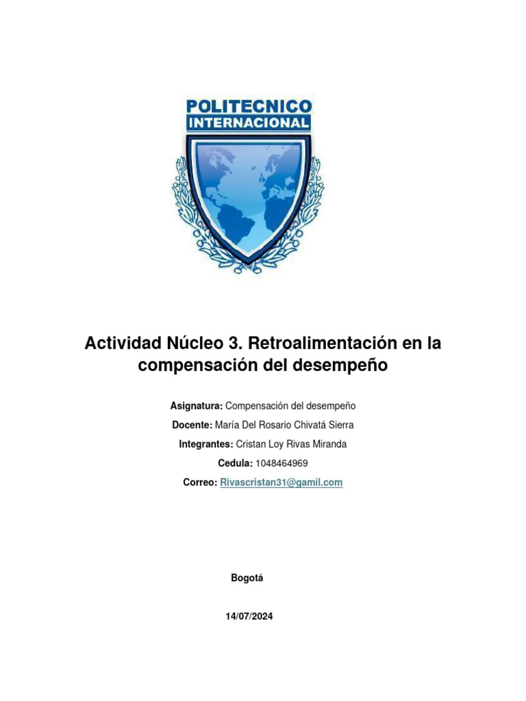 Actividad Núcleo 3 Desempeño Valoración de Cargos | PDF | Gestión de ...