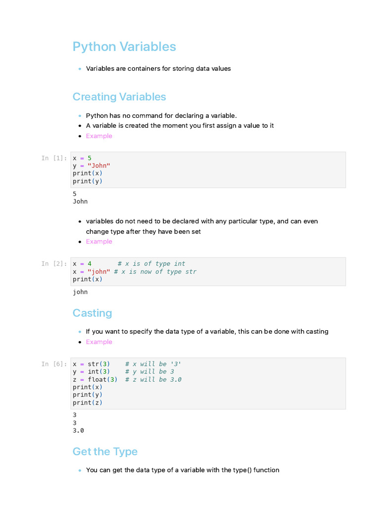Python notes_variables | PDF | Data Type | Variable (Computer Science) Python notes_variables | PDF | Data Type | Variable (Computer Science)