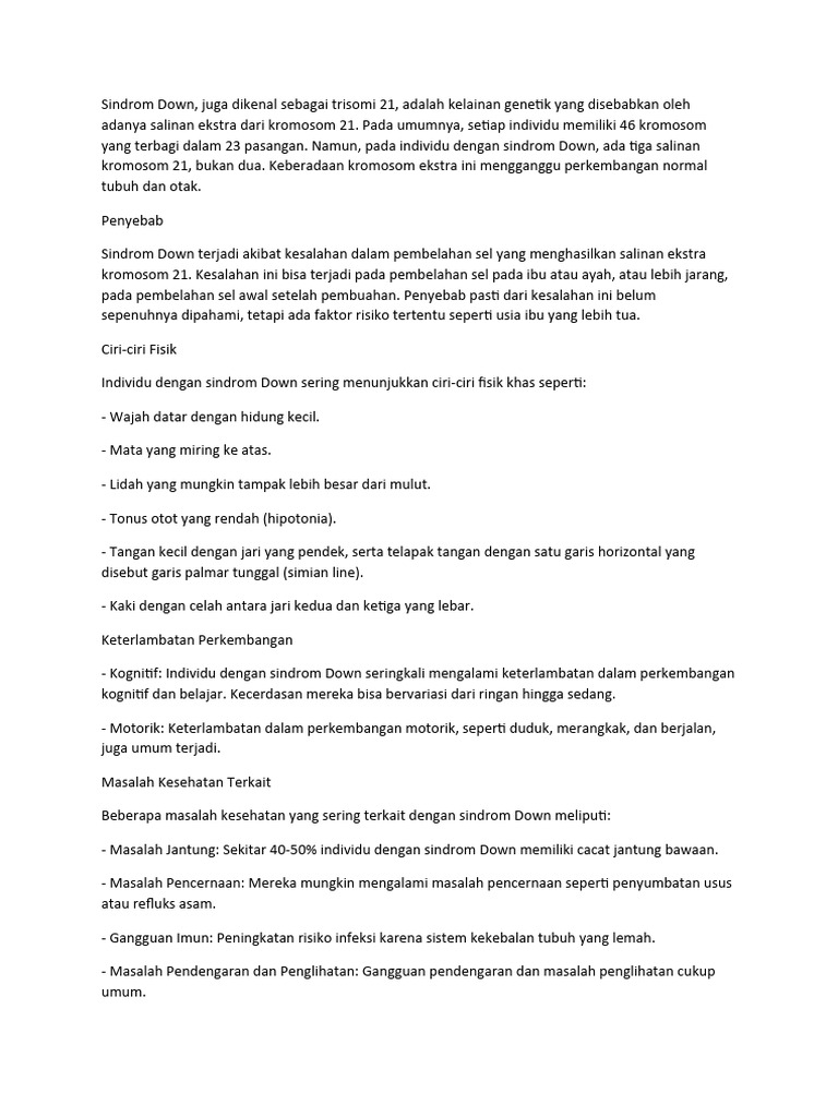 Panduan Lengkap Sindrom Down | PDF | Pengembangan Diri | Kesehatan Holistik