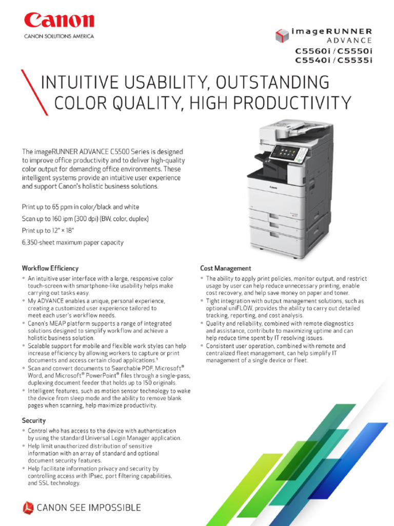 Canon-Imagerunner-Advance-C5560i-Brochure RTM 65cpm | PDF | Printer ...