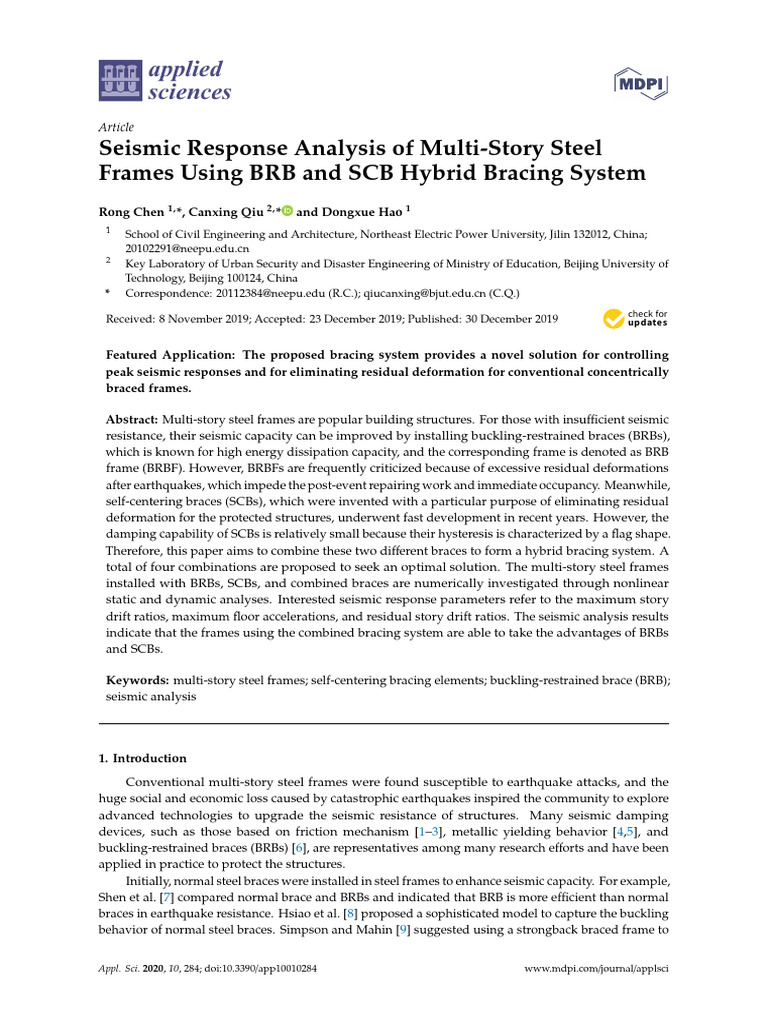 Seismic Response Analysis of Multi-Story Steel Frames Using BRB and SCB ...