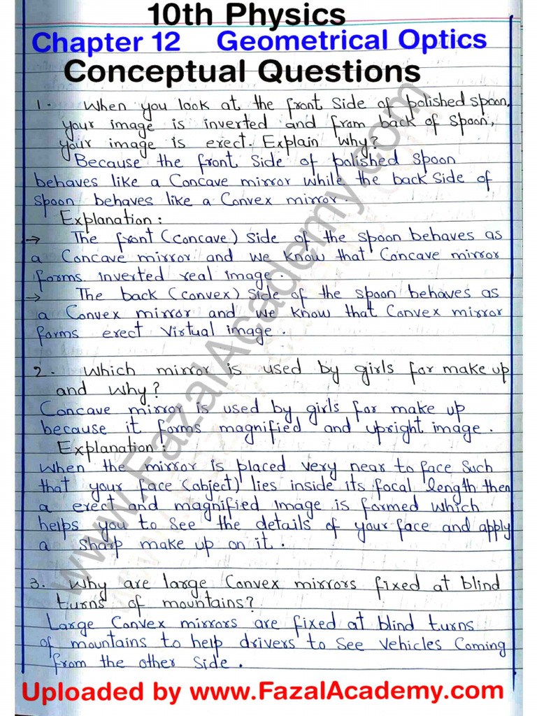 Class 10 Physics Chapter 12 Conceptual Questions Federal Board1 | PDF