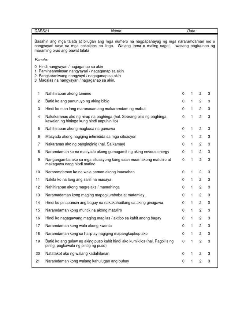 Dass 21 Filipino | PDF