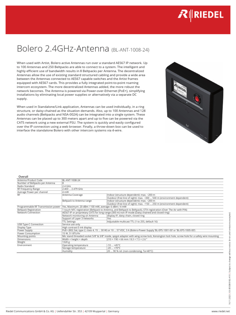 Bolero 2.4GHz Antenna (BL ANT 1008 24) - Datasheet (A10) | PDF | Antenna (Radio ...