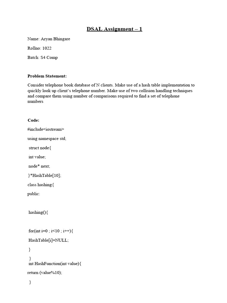 1022 - Aryan Bhingare - DSAL A1 | PDF | Computer Science | Computer Programming