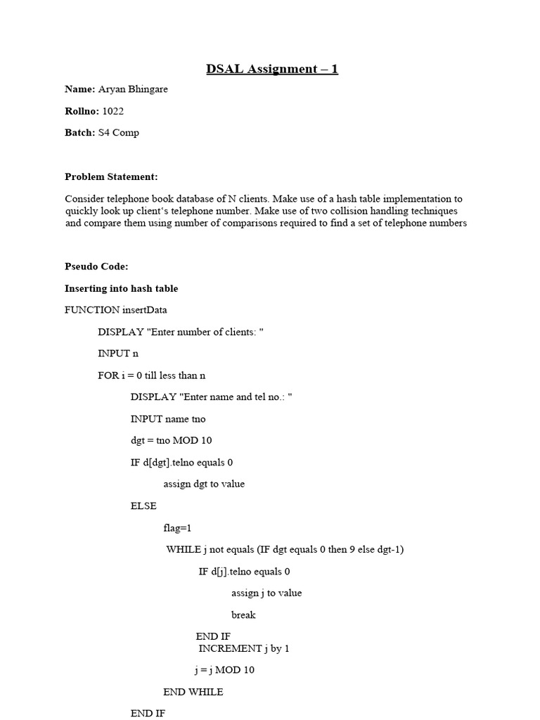 1022 - Aryan Bhingare - DSAL A1-11 | PDF | Algorithms And Data Structures | Software Engineering