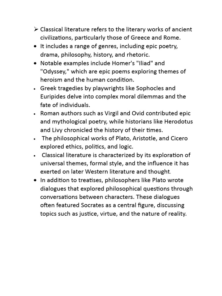 Overview of Classical Literature | PDF | History | Classics